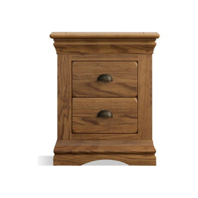 Hulbury Rustic Solid Oak 2 Drawer Bedside Table