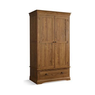 Hulbury Rustic Solid Oak Double Wardrobe