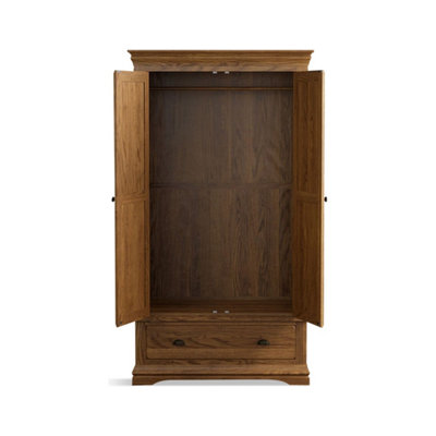 Hulbury Rustic Solid Oak Double Wardrobe