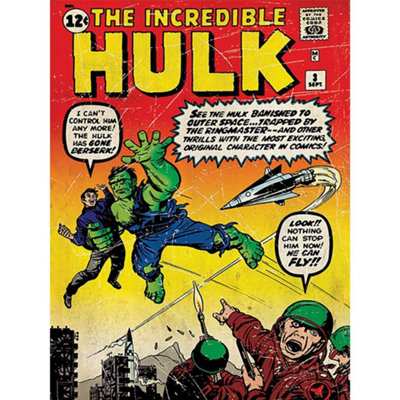 Hulk Flying Canvas Print Multicoloured (80cm x 60cm)