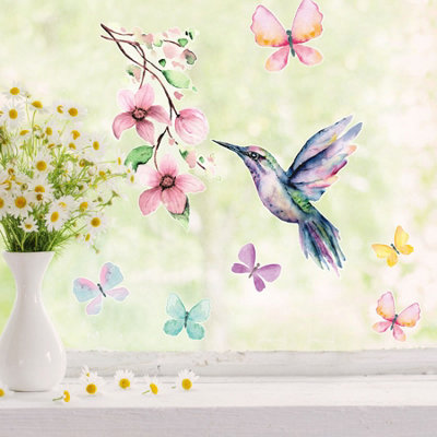 Hummingbird and Butterflies Window Sticker Pack Children's Bedroom ...