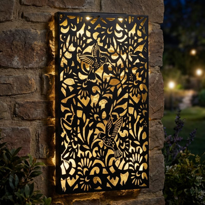 Hummingbird Large Solar Wall Panel - Outdoor Metal Garden Art Decor ...