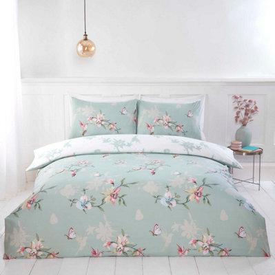 Hummingbird Microfibre Floral Polyester Duvet Set With Pillowcase