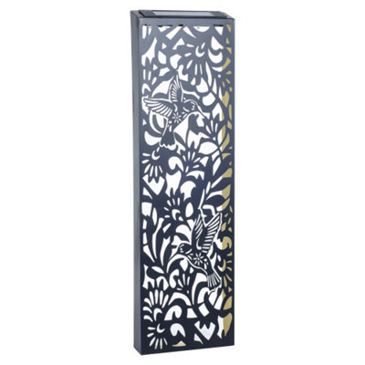 Hummingbird Solar Wall Panel - Outdoor Metal Garden Art Decor with Lighting