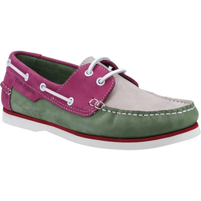Hush Puppies Hattie green/pink/grey ladies summer memory foam deck boat ...