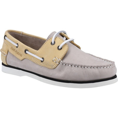 Hush Puppies Hattie grey/yellow ladies summer memory foam deck boat shoes