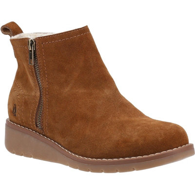 Hush Puppies Libby women's tan suede shearling fur-lined side-zip boot