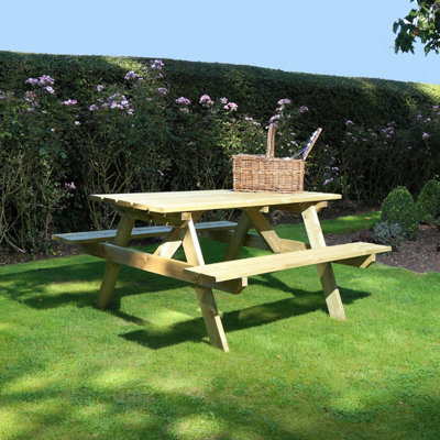 Hutton Garden British Made Wooden Picnic Table FCS Certified | DIY at B&Q