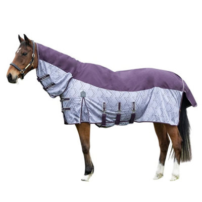 Hy DefenceX Shield Quagga System Full Neck Horse Fly Rug Purple/White (5)