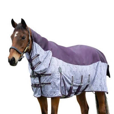 Hy DefenceX Shield Quagga System Full Neck Horse Fly Rug Purple/White (6)