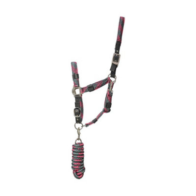 Hy Horse Headcollar and Leadrope Dark Grey/Grey/Pink (Cob) | DIY at B&Q