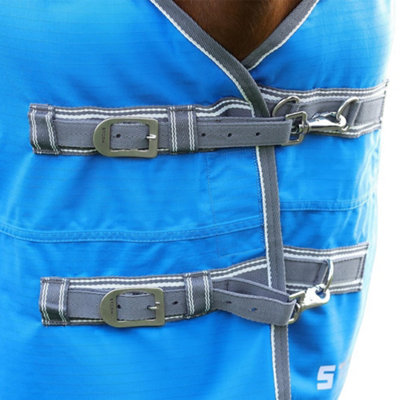 Hy StormX Empra Standard-Neck No Fill Horse Turnout Rug Blue (4 6")