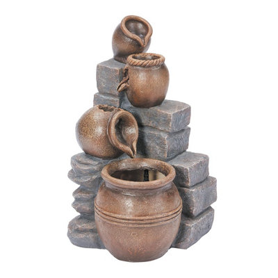 Hybrid Powered Cascading Pot Falls Water Feature - Solar & Battery ...