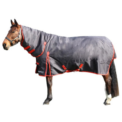 HYCONIC Combi Combo Neck Horse Turnout Rug Charcoal/Red (5 6")