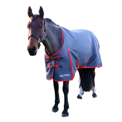 HYCONIC No Fill Horse Turnout Rug Charcoal/Red (4 6")