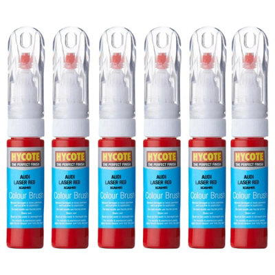 Hycote Colour Touch Up Brush Paint Audi Laser Red 12.5ml Perfect Finish x6