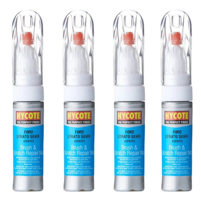 Hycote Colour Touch Up Brush Paint Ford Strato Silver (Metallic) 12.5ml x4