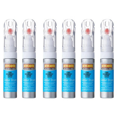 Hycote Colour TouchUp Brush Paint Ford Moondust Silver (Metallic) 12.5ml x6