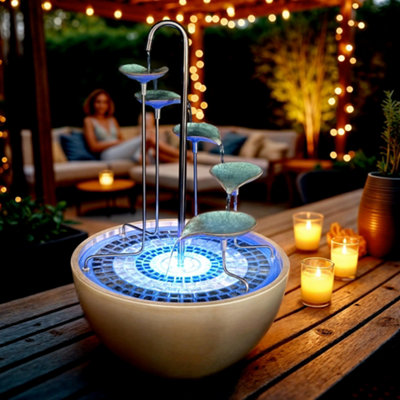 Hydria Verdigris Leaf Cascade Water Feature