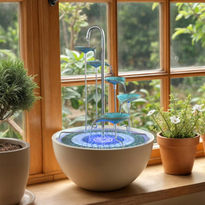 Hydria Verdigris Leaf Cascade Water Feature