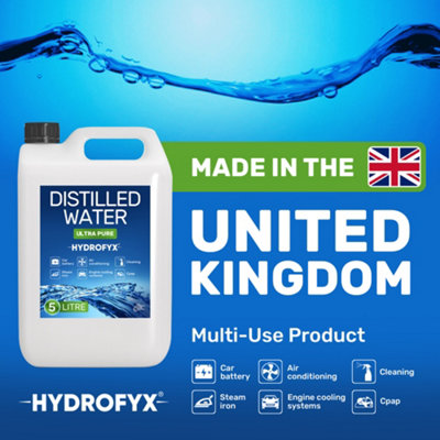 HYDROFYX 5 Litres (1x5 Litre) 100% Ultra Pure Distilled Water ...