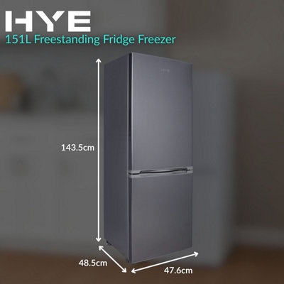 HYE 60/40 Fridge Freezer 50cm Freestanding 151 Litre - Silver RF01FF151S24