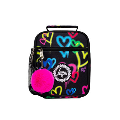 Hype Graffiti Heart Lunch Bag Black/Pink/Red (One Size) | DIY at B&Q