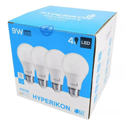 Hyperikon 4 Pack E27 Edison Screw LED Bulbs 2700K - 800 Lumens 8W ...