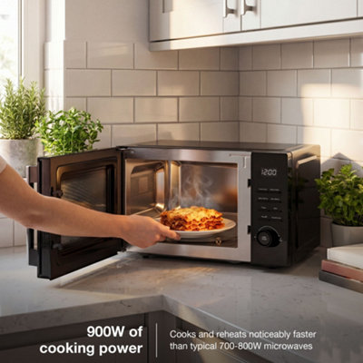 Hyundai 900W 23L Black Digital Microwave, Mirror-Effect Glass Door ...
