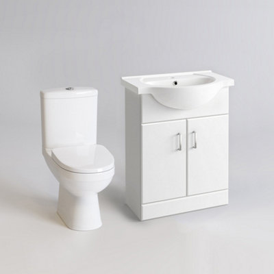 iBathUK 1700 mm Straight Shower Bath Gloss White Vanity Unit Close ...
