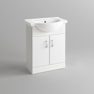 iBathUK 1700 mm Straight Shower Bath Gloss White Vanity Unit Close ...