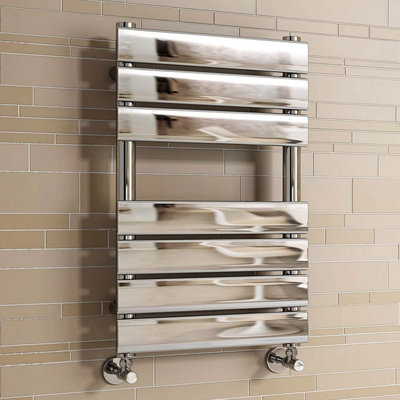 iBathUK 650 x 400 mm Chrome Designer Flat Panel Heated Towel Rail Radiator