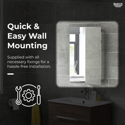 iBathUK 660 x 460 Stainless Steel Bathroom Mirror Cabinet Modern ...