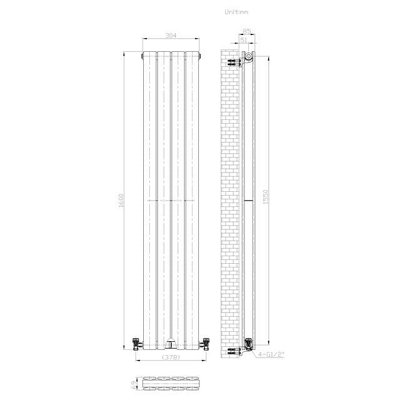 iBathUK Apex Vertical Radiators, Single Slim Flat Panel Radiator White ...