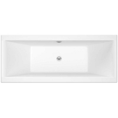 iBathUK Bathroom White Gloss Bath Double Ended Straight Square Acrylic ...