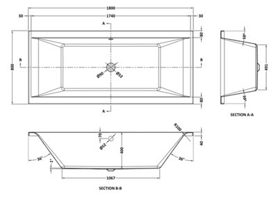 iBathUK Bathroom White Gloss Bath Double Ended Straight Square Acrylic ...