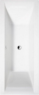 iBathUK Bathroom White Gloss Bath Double Ended Straight Square Acrylic ...