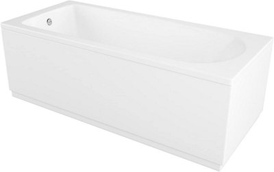 iBathUK Bathroom White Gloss Bath Single Ended Straight Acrylic Bathtub ...