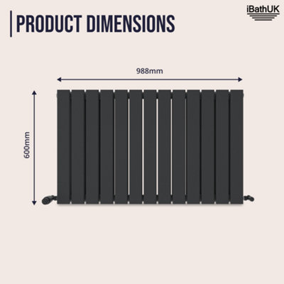 iBathUK Belgravia Horizontal Double Slim Flat Panel Radiator Anthracite ...