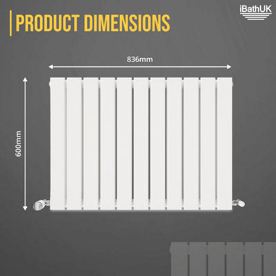 iBathUK Belgravia Horizontal Double Slim Flat Panel Radiator White ...