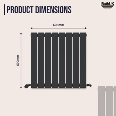 iBathUK Belgravia Horizontal Single Slim Flat Panel Radiator Anthracite ...