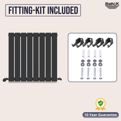 iBathUK Belgravia Horizontal Single Slim Flat Panel Radiator Anthracite ...