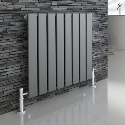 iBathUK Belgravia Horizontal Single Slim Flat Panel Radiator Anthracite ...