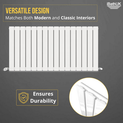 iBathUK Belgravia Horizontal Single Slim Flat Panel Radiator White ...
