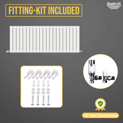 iBathUK Belgravia Horizontal Single Slim Flat Panel Radiator White ...