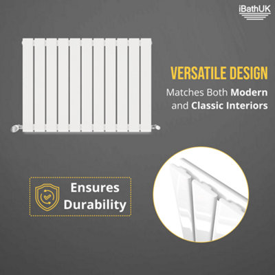 iBathUK Belgravia Horizontal Single Slim Flat Panel Radiator White ...