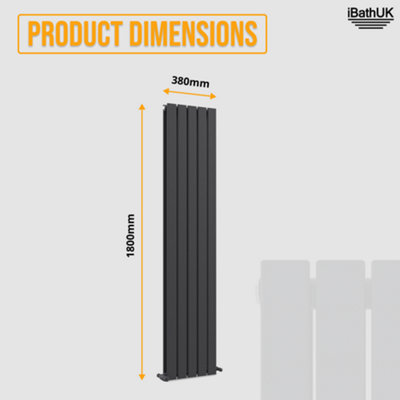iBathUK Belgravia Vertical Double Slim Flat Panel Radiator Anthracite ...