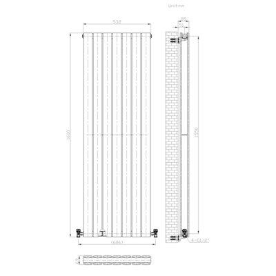 iBathUK Belgravia Vertical Double Slim Flat Panel Radiator White 1600mm ...