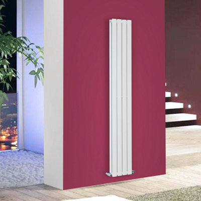 iBathUK Belgravia Vertical Double Slim Flat Panel Radiator White 1800mm ...