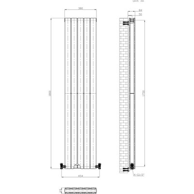 iBathUK Belgravia Vertical Double Slim Flat Panel Radiator White 1800mm ...